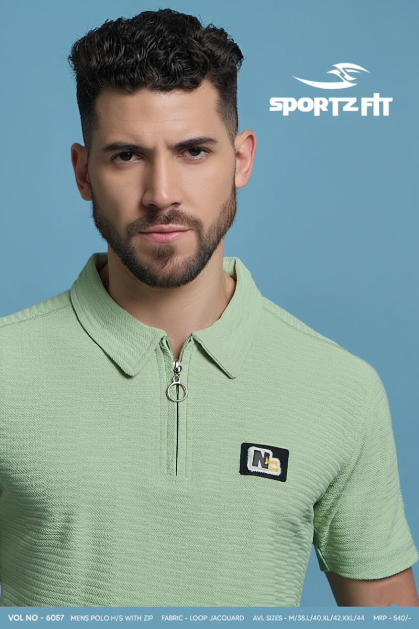 Men Collar Neck T-Shirt | Mint Green | XXL | SBT14 | Mens Clothing | HAGIDY